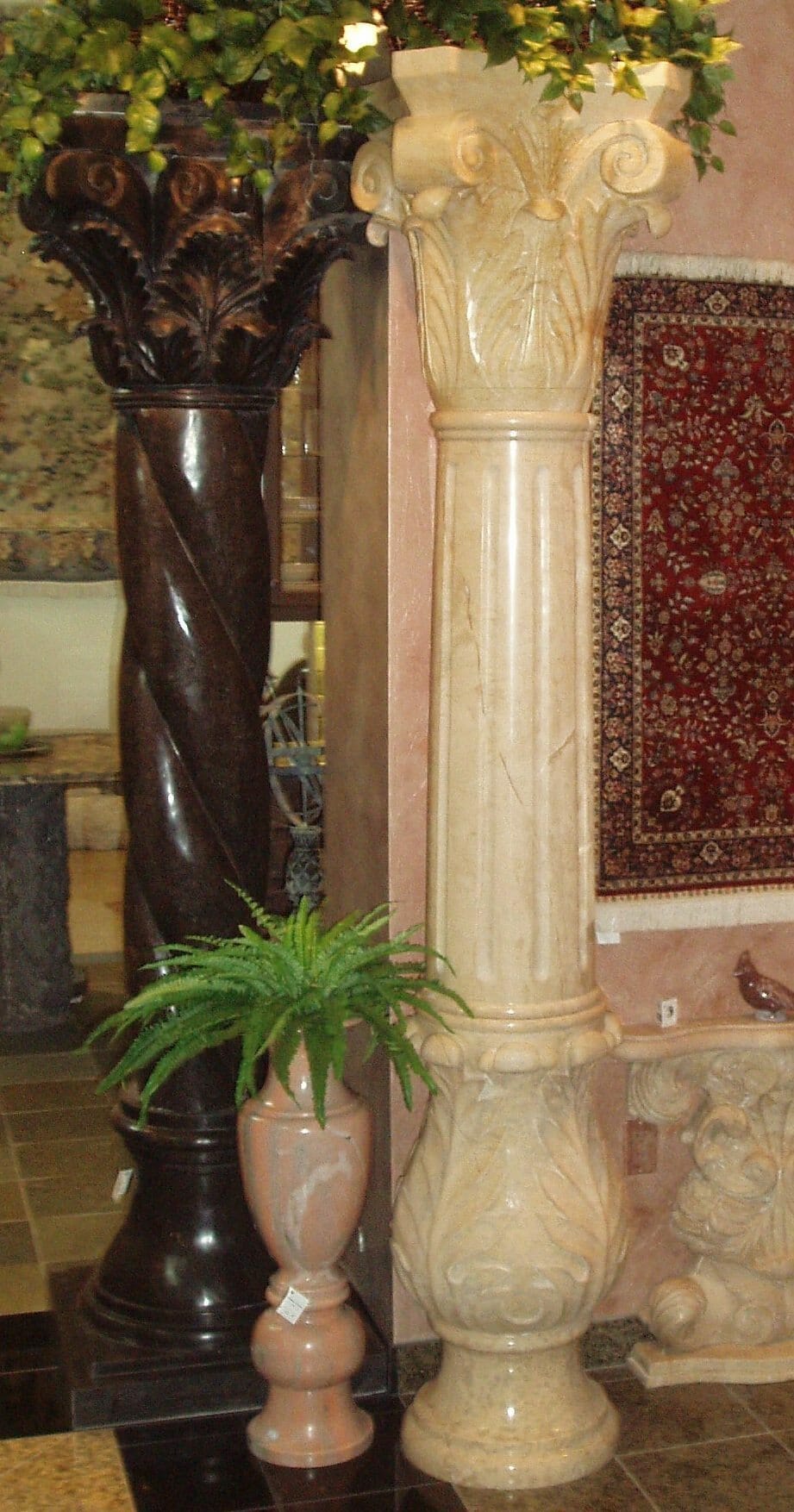 Beige Venato Marble Corinthian Fluted Column with Base - CSC