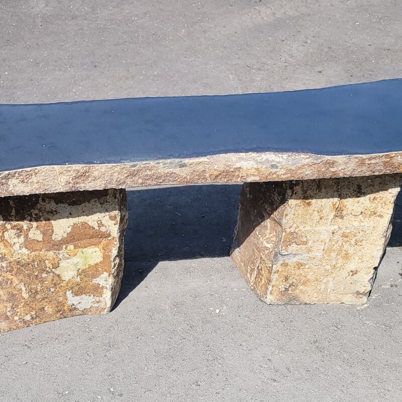 Basalt Garden Bench, L42x12xH18 - Carved Stone Creations