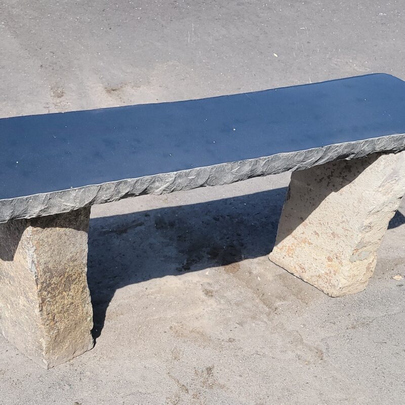 Basalt Garden Bench, L42x12xH18 - Carved Stone Creations