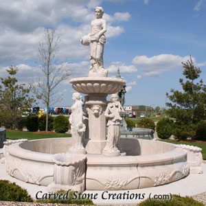 5-Statue Granite Water Fountain - Carved Stone Creations