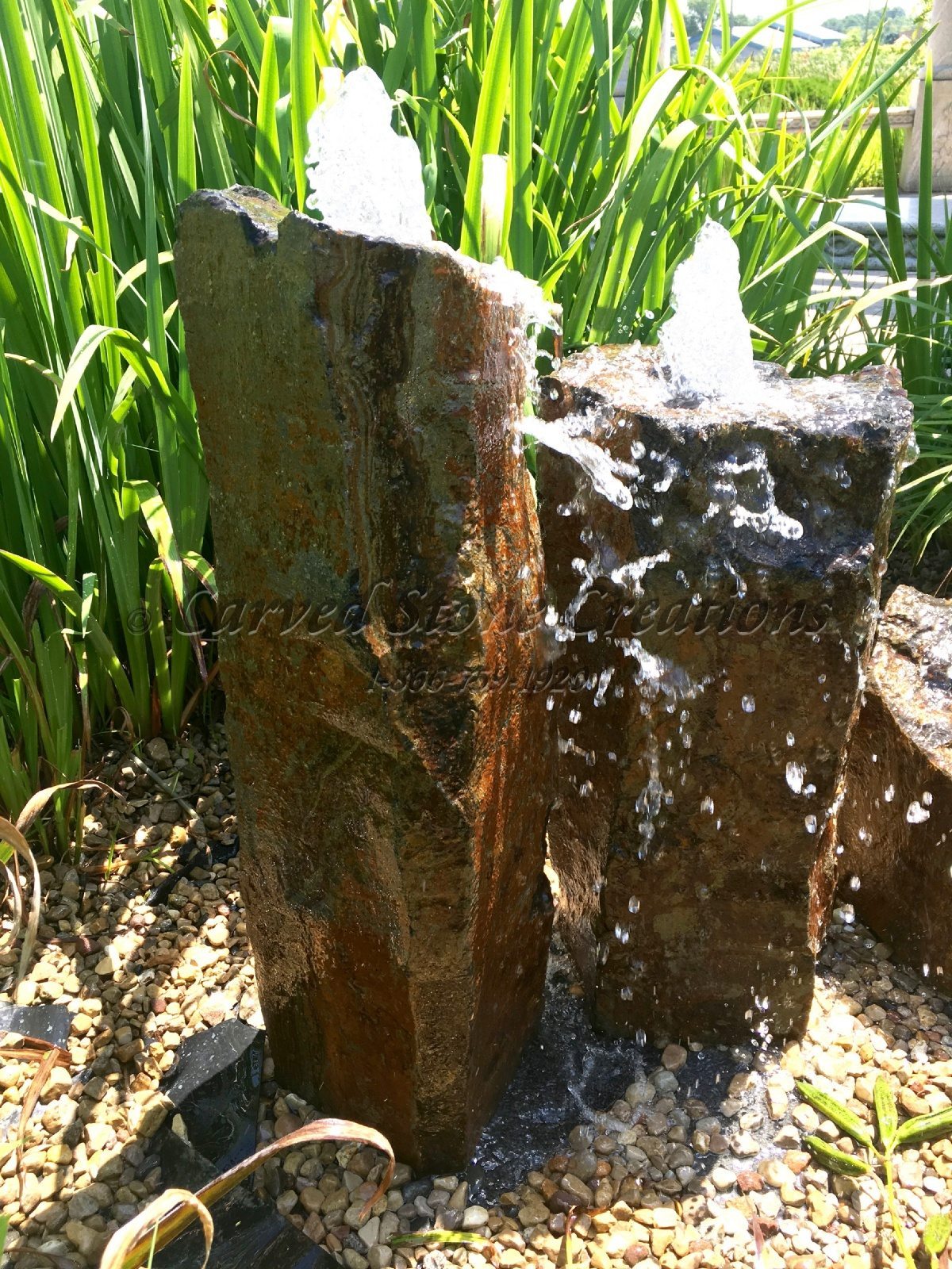 Large Bubbling Basalt Column Fountain H30 x 12 - CSC