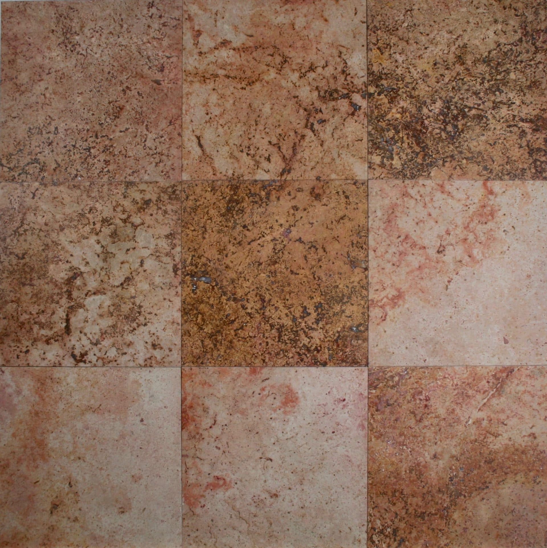 12×12 Red Travertine Honed Filled Tile - Carved Stone Creations