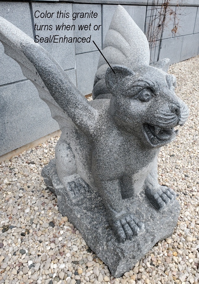 Gargoyle Statue Pair, Charcoal Grey - Carved Stone Creations