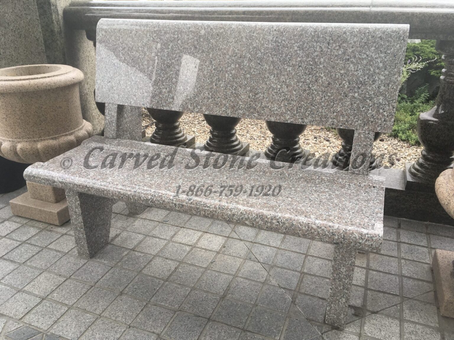 Park Bench With Backrest 4-FT Wild Rose Granite - CSC