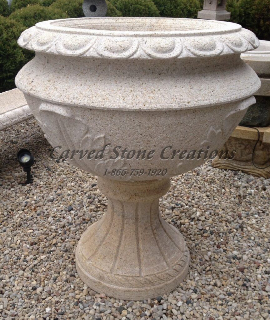 Carved Granite Planter, H39 x D36 - Carved Stone Creations