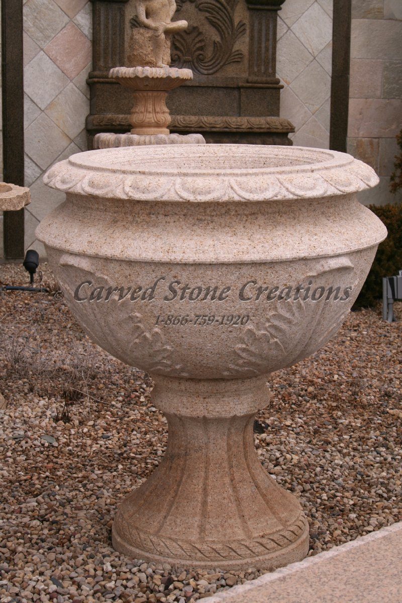 Carved Granite Planter, H39 x D36 - Carved Stone Creations
