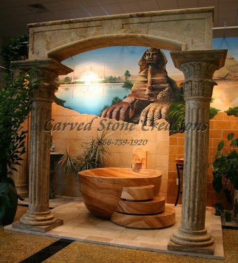 Carved Travertine Arch, 7-FT - Carved Stone Creations