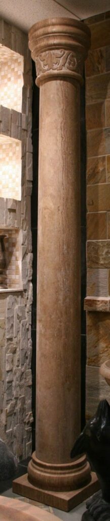 Noce Travertine Tuscan Column with Carved Cap Banding 8-FT - CSC