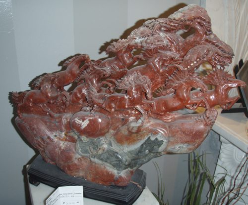 Jade Carving Running Horses Red - Carved Stone Creations