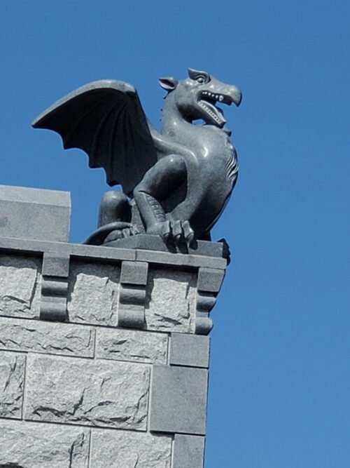 Griffin Statue - Charcoal Grey Granite - Carved Stone Creations