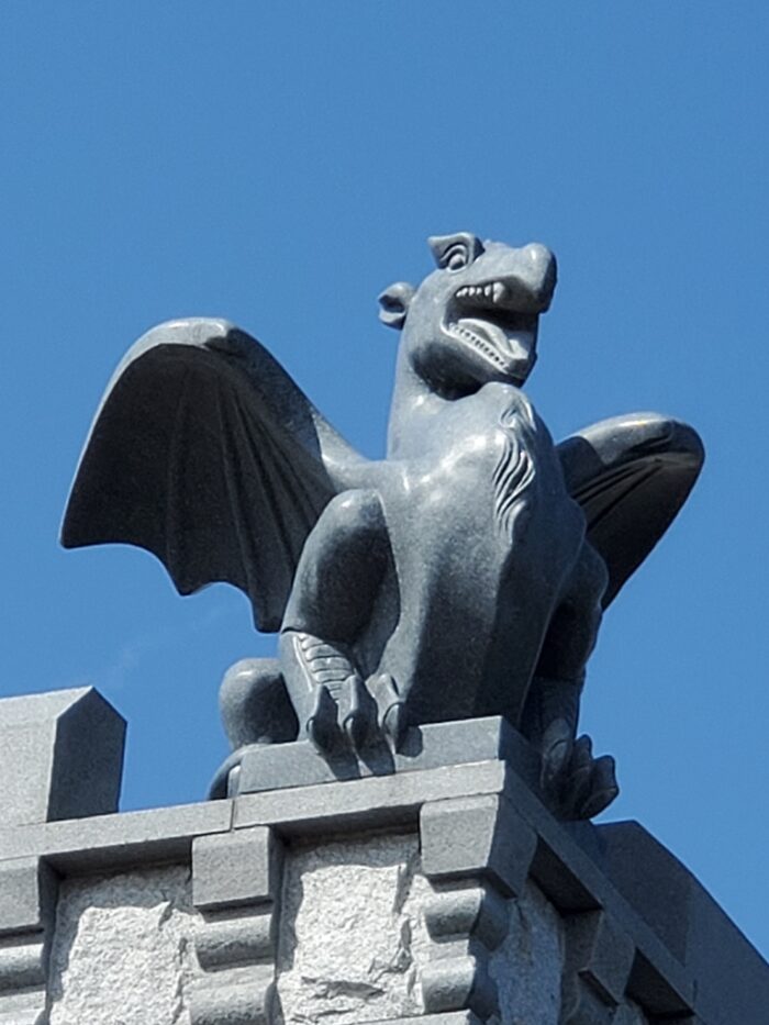 Griffin Statue - Charcoal Grey Granite - Carved Stone Creations