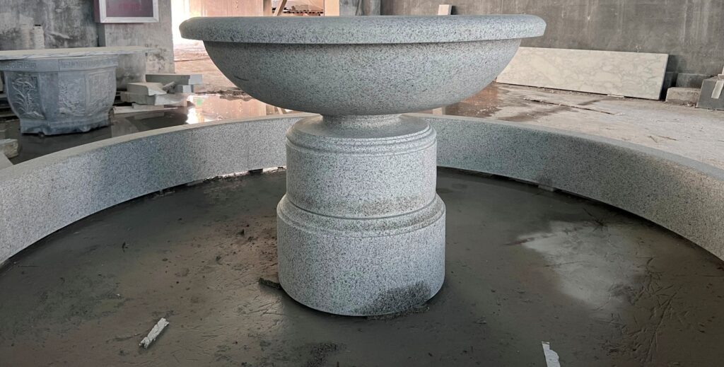 4′ Wide Urn Fountain with Pedestal, California White Granite - Carved ...
